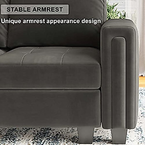 Belffin Large Velvet L Shaped Sectional Sofa Couch with Reversible Double Chaises Modular Sectional Sofa Couch with Storage Ottomans Convertible Sectional Sofa Grey