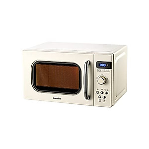 COMFEE' Retro Small Microwave Oven With Compact Size, 9 Preset Menus, Position-Memory Turntable, Mute Function, Countertop Microwave Perfect For Small Spaces, 0.7 Cu Ft/700W, Cream, AM720C2RA-A