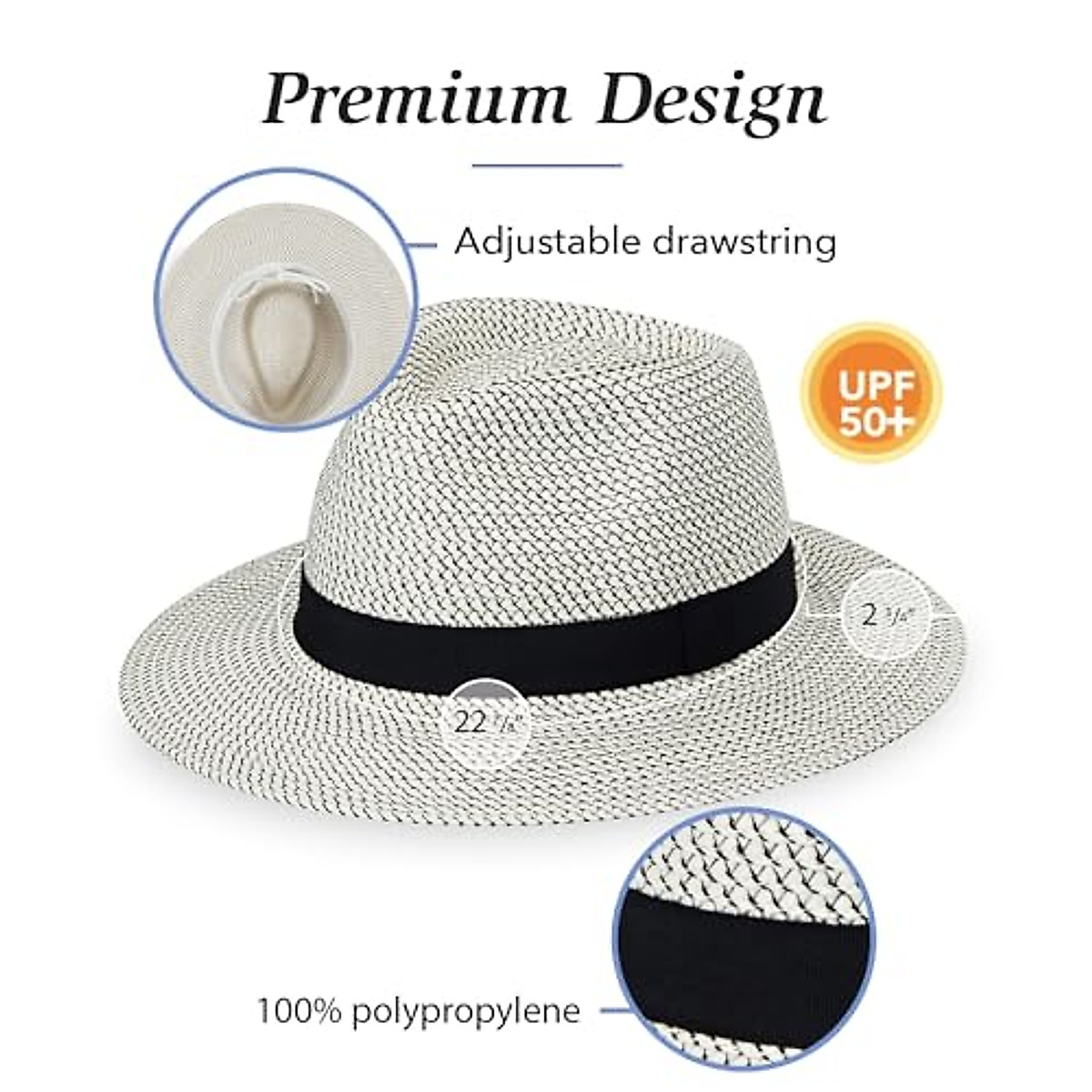 Wallaroo Hat Company Women’s Charlie Sun Hat – UPF 50+, Adjustable, Packable, Ready for Adventure, Designed in Australia, Ivory/Black