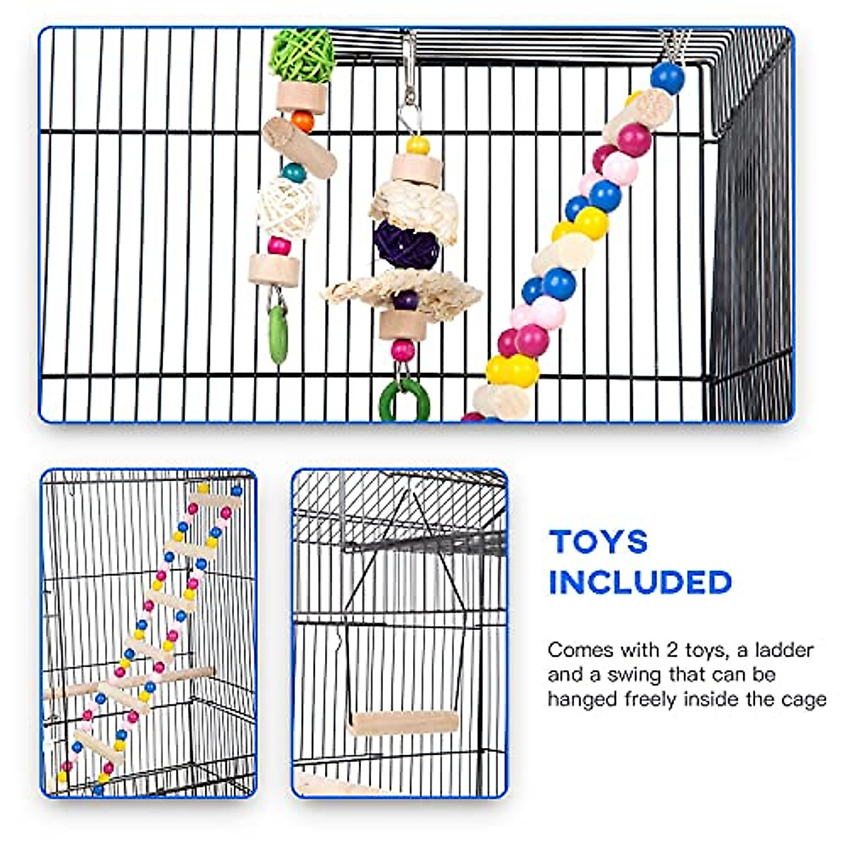 39-inch Roof Top Large Flight Parrot Bird Cage Accessories Medium Roof Top Large Flight cage Parakeet cage for Small Cockatiel Canary Parakeet Sun Parakeet Pet Toy