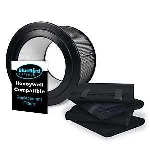 BlueBird Filters Replacement HEPA Filter & Carbon Pre Filter Kit For Honeywell 50250 50250-S OEM Part Number 24000 (1 HEPA + 4 Carbon Pre-Filter)