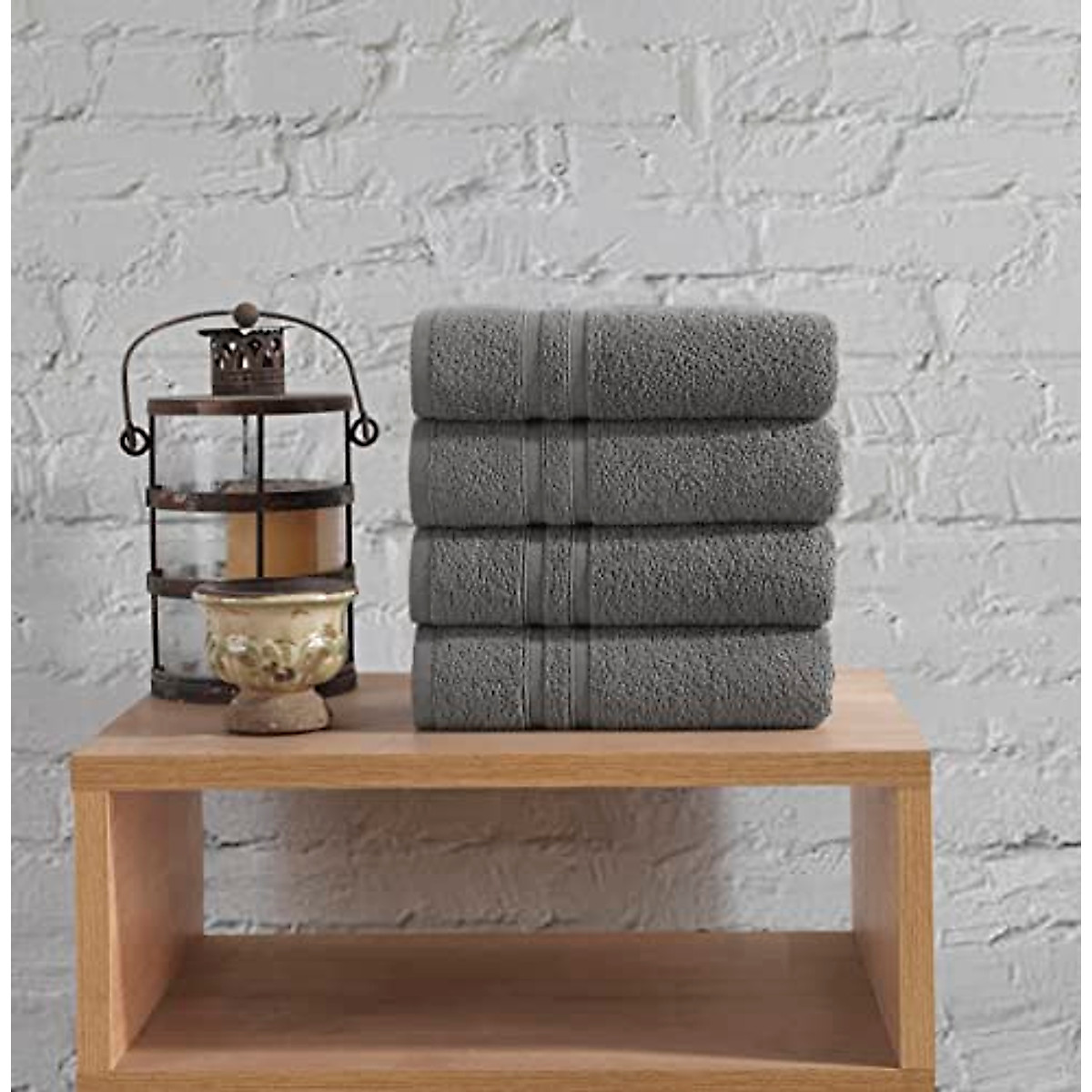 Hammam Linen Bath Sheet Towels 6 Pieces Bundle | Includes: 2 Luxury Bath Sheet Towels, 4 Hand Towels | Quality, Soft Towel Set | Grey