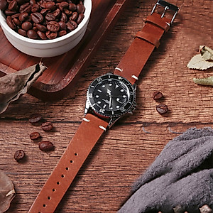 WOUKUP Vintage Leather Watch Band Quick Release Replacement Genuine Watch Strap 18mm 19mm 20mm 22mm for Men and Women