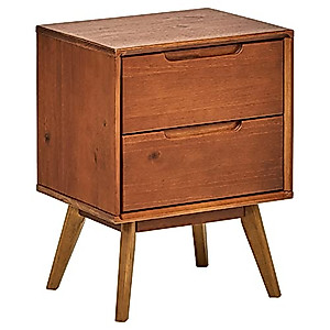 Amazon Brand - Rivet Mid-Century Stark 2-Drawer Nightstand, Square, Brown,18 in x 15 in x 24 in (D x W x H)