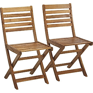 2-Pc. Folding Acacia Wood Chair Set — Natural