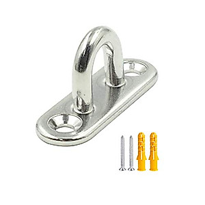 Hxchen M5 Eye Plate Marine Oval Buckle Fixed Plate Seat Rope Pull Ring Oval Door Buckle 304 Stainless Steel 1.8 Inch Length - (5 Pcs)