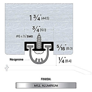 Mortised Door Sweep with Black Silicone Rubber in Mill Aluminum (735MA), SMS #6 x 1/2'' Supplied, (48'' L x 9/16'' H x 3/4'' W)