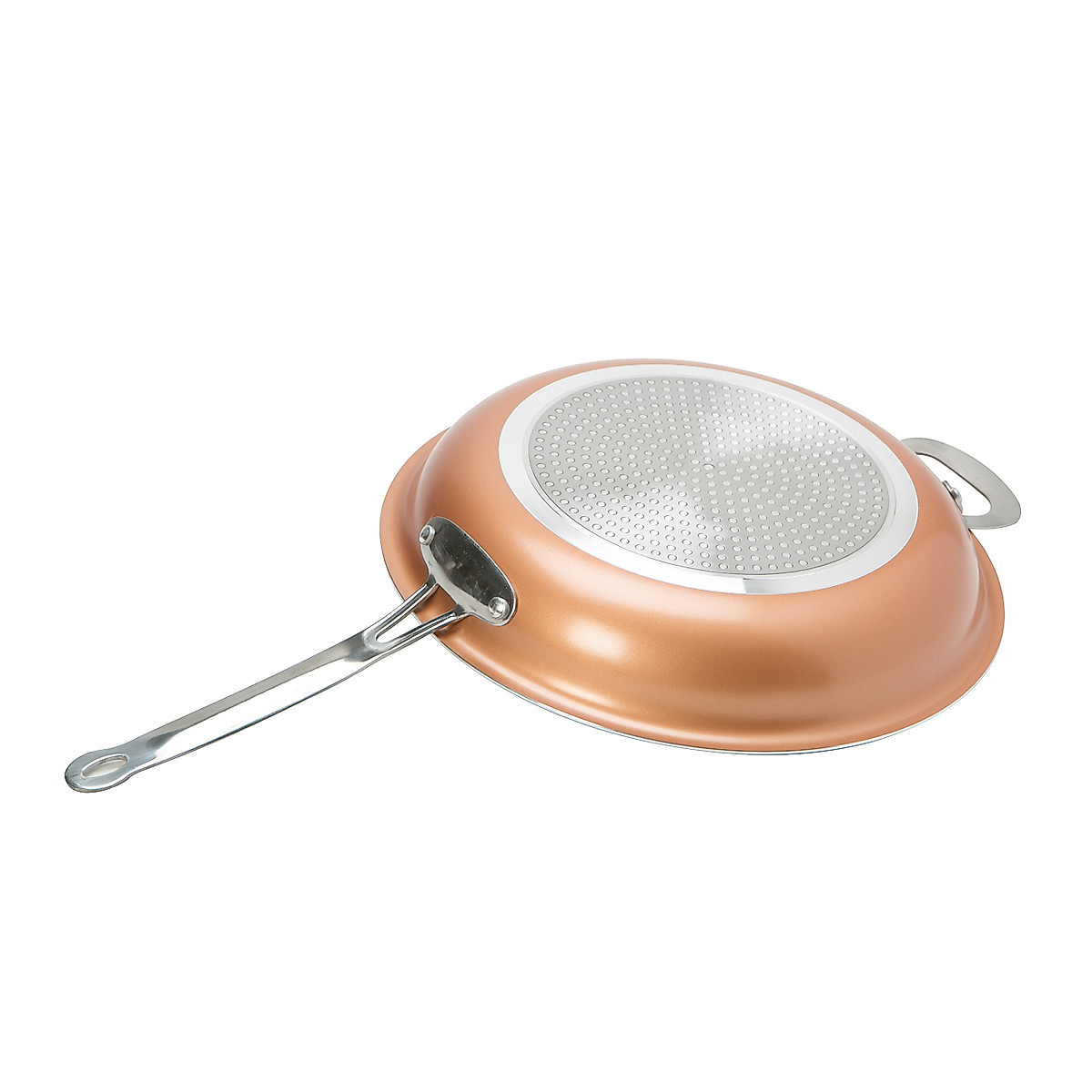 Kitchen Details Frying Pan with Helper Handle | Dimensions: 12" Round | Non-Stick | Heat Resistant | Great for All Stove Tops| Copper