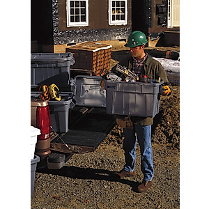 Rubbermaid Commercial Products BRUTE Tote Storage Bin with Lid, 14-Gallon, Gray, Rugged/Reusable Boxes for Moving/Camping/Garage/Basement Storage