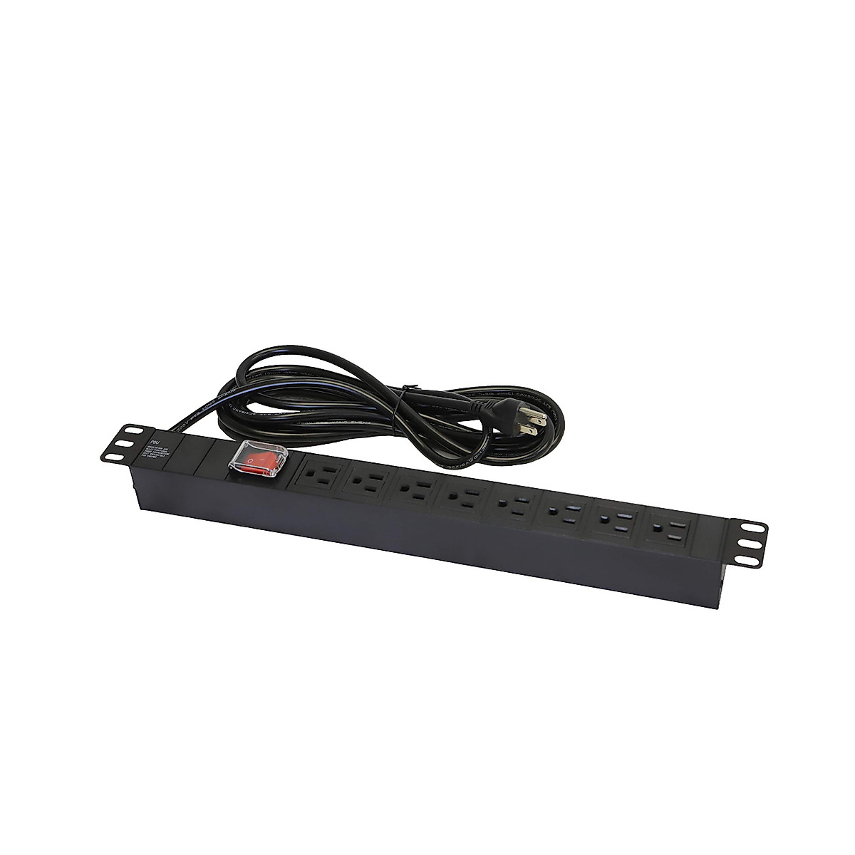Rack Mount Server Network PDU Power Strip, 8 Outlets, 12 ft. Cord, 15A, 1U Rack-Mount Metal Slim Design