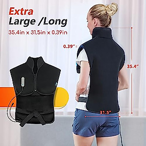 Comfier Large Heating Pad for Neck and Shoulder,Calming Heated Back Wrap with 6 Heating Level,Heating Pad for Back Pain Relief,Wearable Full Body Heating Pad with 10 Timing Setting,Gifts for Men&Women