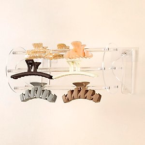 SNOWSTAR Acrylic Claw Clip Organizer Holder,Wall Mount 360-Degree Rotating Claw Clip Holder and Storage,Hair Clip Organizer Display Clear Stand for Women and Girls