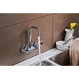 Kitchen Faucet Wall Mount Commercial Hand Sink Faucet Kitchen Utility Laundry Centerset Swivel Gooseneck Spout 2 Dual Handle Restaurant Chrome Mixer Tap NSF