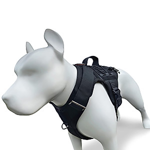 Albcorp Tactical Dog Vest Harness – Military MOLLE Modular System - No-Pull Service Dog Vest with Front Leash Clip with Hook & Loop Panels, Padded Handle, Black, Extra Large