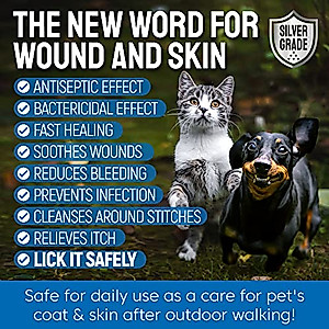 Wound Spray for Pets ● Colloidal Silver Wound and Skin Care for Dogs & Cats ● Helps with Rashes, Hot Spots, Itch, Scratching, Skin Irritation, Bites & Burns ● Safe if Licked (4 Oz, Wound Spray)