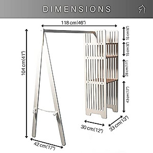 EWART WOODS Children wardrobe wood clothing rack clothes closet kids dress up storage toddler wardrobe montessori room furniture (Ivory white Wardrobe)