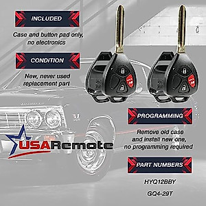 Key Fob Shell fits 2006-2014 Scion Toyota Pontiac Keyless Entry Remote Case & Pad (HYQ12BBY, MOZB41TG, GQ4-29T), Set of 2