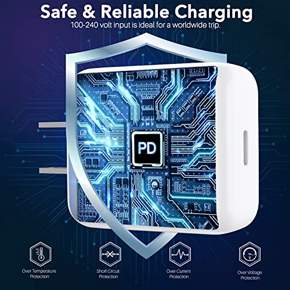 ORNARTO USB C Fast Charger 20W, iPhone 14 Charger Wall Charger Power Adapter PD Charger Block for iPhone 14/13/12/11/SE, AirPods, Pixel, Galaxy S22/S21, iPad Pro/Mini/Air