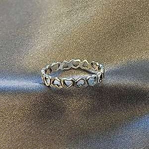 Gem Avenue 925 Sterling Silver Tiny Open Hearts 4mm Eternity Band Ring for Women Size 10