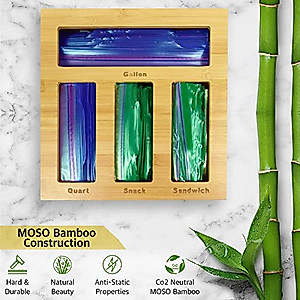 Bucantto Bamboo Food Storage Bag Organizer for Drawer, Compatible with Ziplock and Most Other Brands for Gallon, Quart, Sandwich & Snack Size Bags