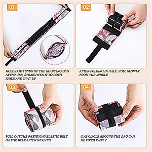 Mozzyyee Portable Foldable Shopping Bag Large Capacity Multipurpose Storage Bag Sports Travel Shoulder Bag (Brown Camouflage)