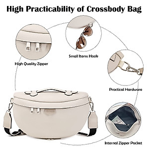 Eslcorri Crossbody Bags for Women - Fashion Sling Purse Shoulder Bag Fanny Pack Leather Causal Chest Bum Bag with Adjustable Wide Strap for Workout Traveling Running Shopping - Apricot