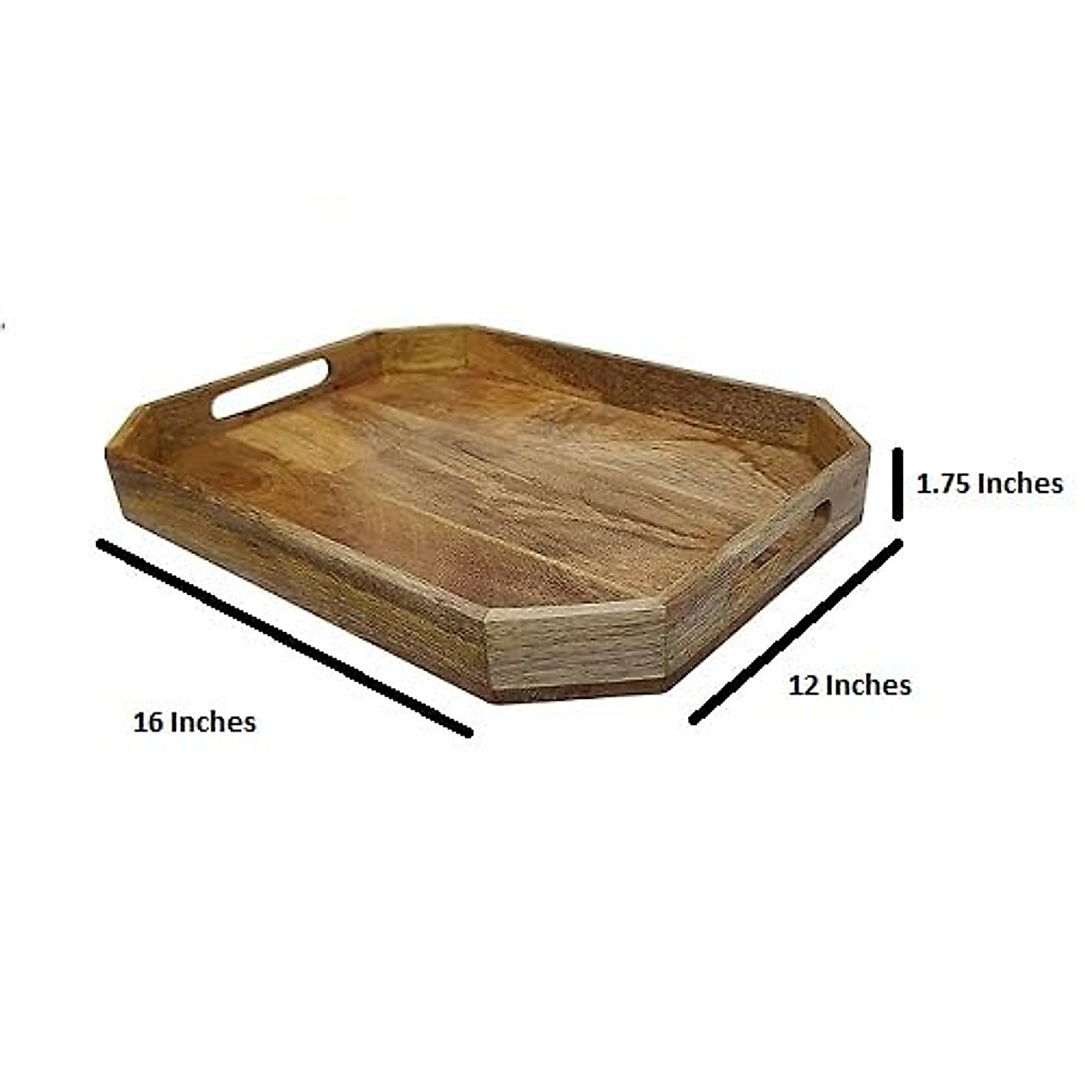 Wooden Serving Tray with Handles | Wood Bathroom Organizer Tray | Decorative | Food Safe | Water Resistant | Natural Solid Wood | Bathroom Organiser Tray