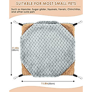 TINDTOP Small Animals Hammock, Ferret Sugar Glider Triple Bunk Bed Cage Warm Plush Hanging Hammock Bed Hideout for Hamster Guinea Pig Rat Ferret Chinchilla (Grey + Blue)