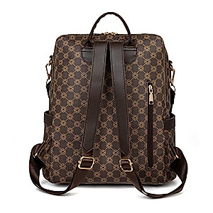 MHX Backpack Purse for Women, Leather Travel Shoulder Bags with Wristlet Tassel (Brown)