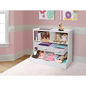 Badger Basket Combo Bin Toy Storage Unit and Book Shelf for Kids with 3 Baskets - White