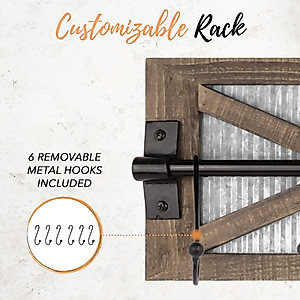 Autumn Alley Rustic Kitchen Utensils Hanging Rack with S Hooks | Wall Mounted Wood Rack for Mugs, Utensils, Pots and Farmhouse Decor | Rustic Wall Decor