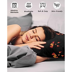 Edwiinsa Halloween Pillow Covers Standard Size Set of 2 Bed Pillow, Fall Pumpkin HorrorBlack Orange Plush Soft Comfort for Hair/Skin Cooling Pillowcases with Envelop Closure 20''x26''
