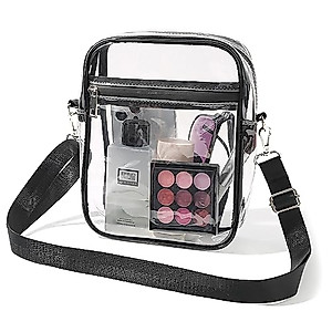 TOBVZOO Clear Bag Stadium Approved｜Clear Crossbody Bags for Women Men｜Clear Purse for Concerts Festivals Sports Events (Black - waterproof zipper)