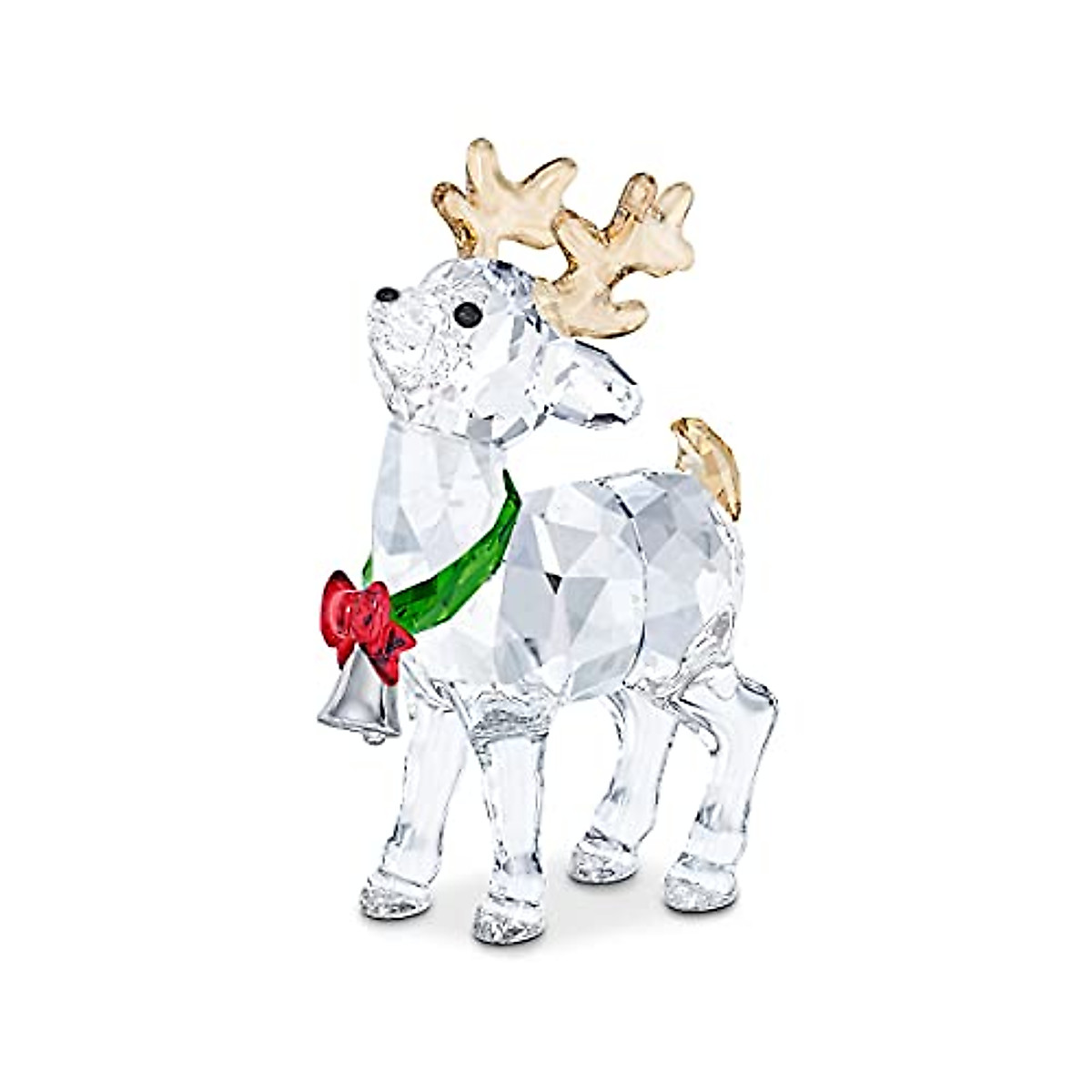 Swarovski Joyful Ornaments Santa’s Reindeer Figurine, Multicolored Swarovski Crystals, Part of the Swarovski Joyful Ornaments Collection