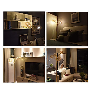 Dellemade TD00145 Sputnik Chandelier Floor Lamp for Bedroom,4-Lights Glass Shade Floor Lamps for Living Room,Brass/Gold