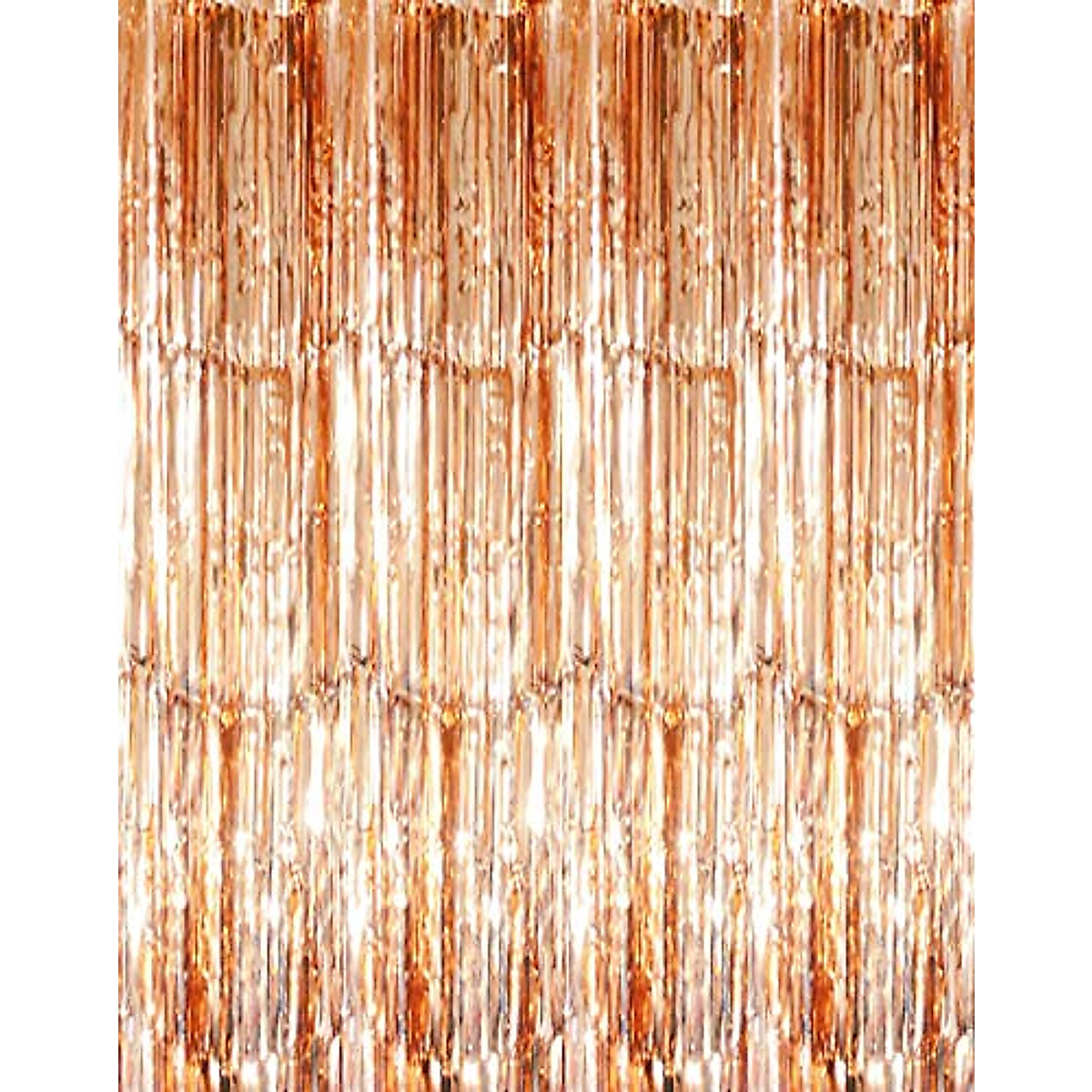 GOER 6.4 ft x 9.8 ft Metallic Tinsel Foil Fringe Curtains,Pack of 2 Party Streamer Backdrop for Birthday,Graduation Decorations and New Year Eve (Champagne Gold)