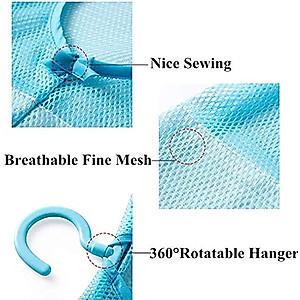 DurReus Multipurpose Clothespin Bag with Hanger Pink Blue Green Hanging Mesh Drying Bag Laundry Shower Caddy Kitchen Bathroom Storage Organizer 3 Pack