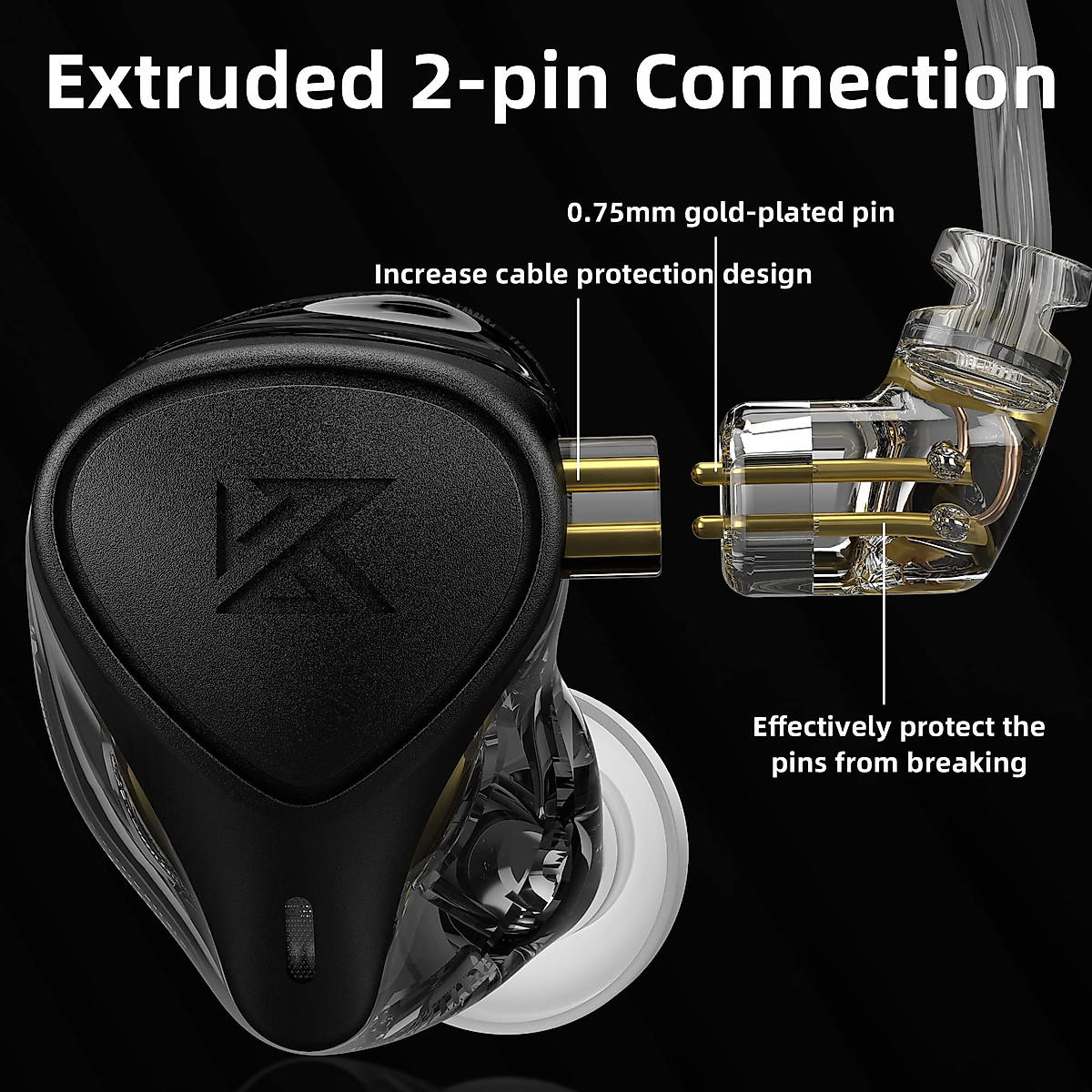 KZ x Crinacle CRN ZEXPro New Electrostatic & Dynamic & Balanced Armature Hybrid Earphone Passive Noise Reduction in-Ear Sports Music Headphones（Black,no mic）