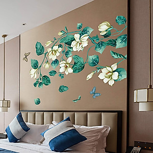 RW-6399 Giant Removable 3D Green Plant Flower Vines Wall Stickers DIY Home Wall Art Decor Wallpaper Wall Decals for Bedroom Nursery Girls Bedroom Living Room Decoration (Green)