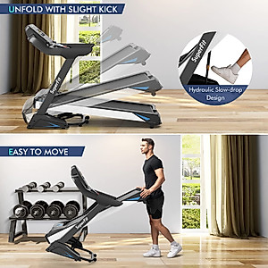 GYMAX Folding Treadmill, 4.75HP Auto Incline Treadmill with LED Monitor, Blue Tooth Speaker, App Control, 20 Preset Programs & Pulse Grip, Foldable Running Walking Jogging Machine for Home Gym