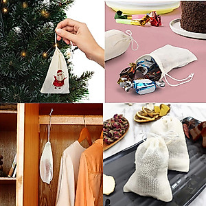 ICEYLI 30 Pcs 4 x 3 Inches Natural Unbleached Cotton Drawstring Bags Spice/Herbs/Tea Bags,Muslin Bags Sachet Bag for Home Supplies