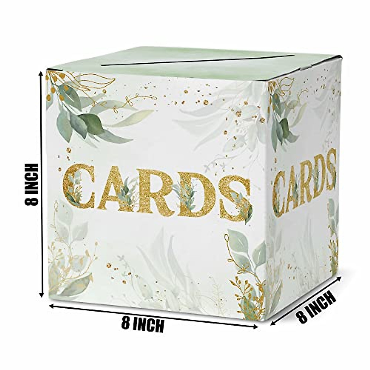 8”Card Box, Greenery Cards Receiving Box, For Birthday, Wedding, Bridal or Baby Shower, Engagement, Retirements, Graduation, Money Box Holder, Party Favor, Decorations, 1 pte (Cabox011）