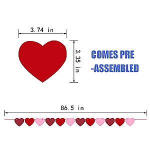 WOONOO 4 Pack Felt Heart Garland Banner NO DIY - Valentines Day Banner Decorations - Anniversary, Engagement, Wedding Party Decoration Ornaments