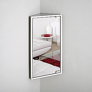 TEmkin Mirror Cabinets Triangular Bathroom Storage Cabinet Wall-Mounted Wall-Mounted Medicine Cabinet Brushed Stainless Steel Three-Layer Shelf with Mirror