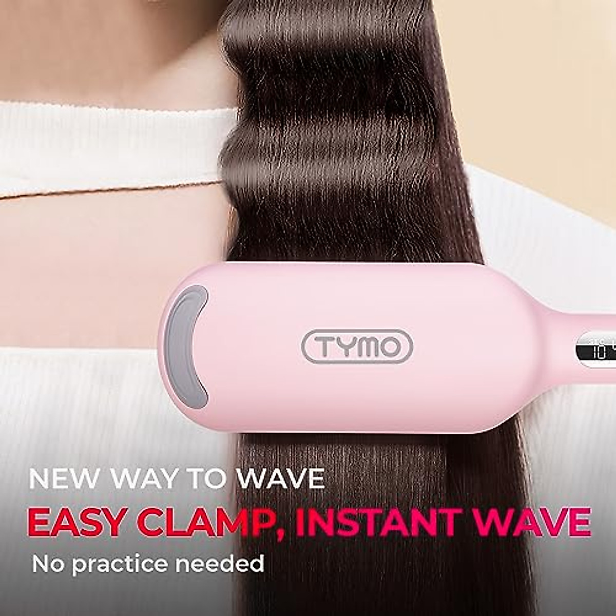 Hair Crimper Waver Curling Iron, TYMO Deep Waver Hair Tool, Ionic Beach Waves Curling Wand with Ceramic Tourmaline Barrel for Women, Anti-Scald, Quick & Easy, 9 Temps with LED Display, Dual Voltage