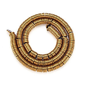 Cheriswelry 370pcs 6x1mm Flat Round Metal Heishi Beads Spacer Gold Plated Hematite Beads Friendship Bracelet Boho Beads Flat Disc Coin Loose Beads for Surfer Bohemian Jewelry Making Supplies