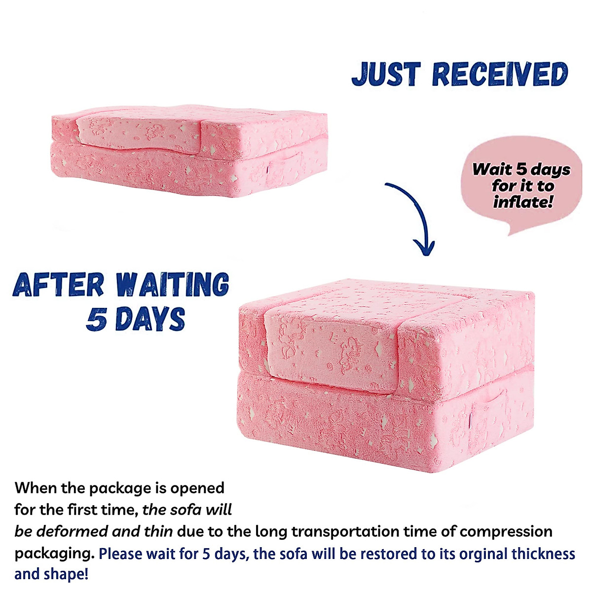 MeMoreCool Toddler Chair Glow in Dark Unicorn Kids Couch, Fold Out Modular Chair for Boy Girl, Pink Baby Sofa for Bedroom Lounge