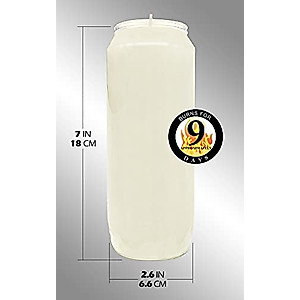 9 Day White Prayer Candles, 10 Pack - 7" Tall Pillar Candles for Religious, Memorial, Party Decor, Vigil and Emergency Use - Vegetable Oil Wax in Plastic Jar Container - by Hyoola