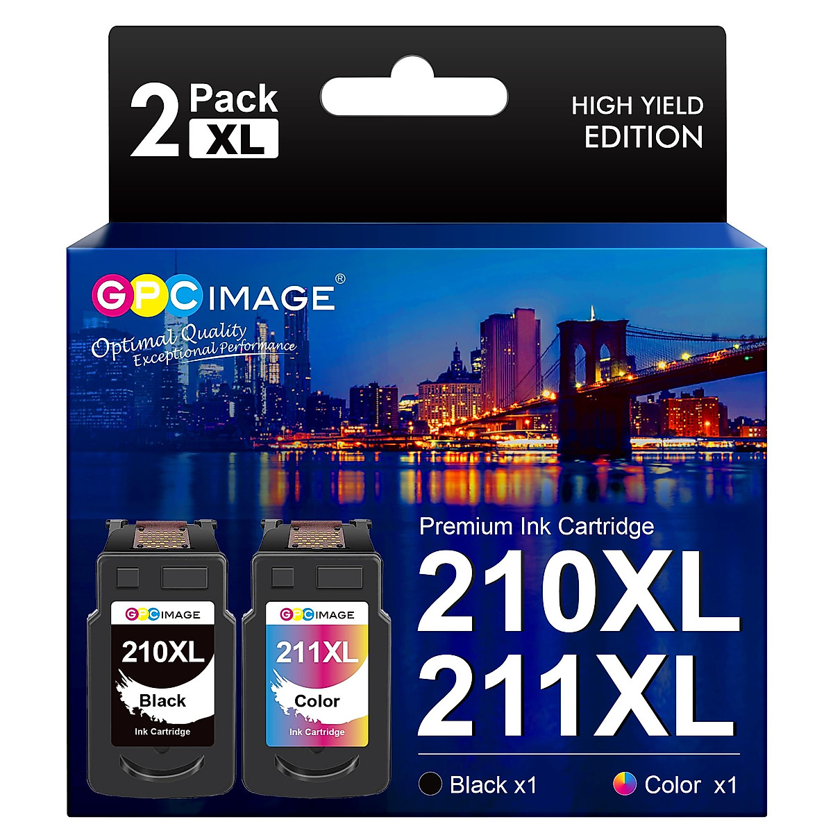 GPC Image Remanufactured Ink Cartridge Replacement for Canon PG-210XL 210XL CL-211XL 211XL compatible with PIXMA MP240 MP230 MP480 IP2702 IP2700 MP495 MX420 MX330 MX340 Printer Tray (Black, Tri-Color)