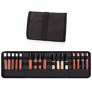 CUBETASTIC Lipstick Organizer - 20 Slots, Portable Lipstick Bag, Travel Lipstick Holder with Elastic Bands, Cosmetic Makeup Storage Bag for Liquid Lipstick Tube - Lipstick Not Included